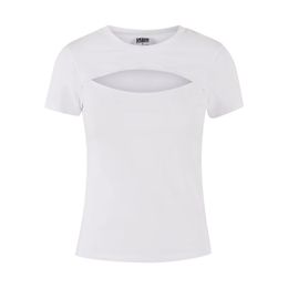 Urban Classics Damen T-Shirt "Urban Classics Ladies Short Cut Out Tee"wei&szlig;, Gr. S, unifarben, 90% Baumwolle, 10% Elasthan, Shirts