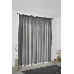 Vorhang WIRTH "Sunday", grau (dunkelgrau), B:142cm H:215cm, Jacquard, Baumwolle, Polyester, Gardinen, nach Ma&szlig;