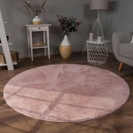 Fellteppich Paco Home "Kunstfell Soft 380", pink, H:14mm &Oslash;:120cm, Polyester, Teppiche, Fellteppich, Langflor, Kuschelteppich - besonders weich, Uni-Farben