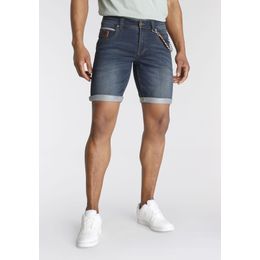 Jeansshorts Bruno Banani, Herren, Gr. 29, N-Gr, blau (dunkelblau us), Denim/Jeans, Obermaterial: 70% Baumwolle, 28% Polyester, 2% Elasthan, gerade kurz, Jeans Jeansshorts, bequemer Sitz, gerade Beinform, mit praktischen Taschen