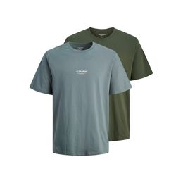 Jack & Jones Kurzarmshirt JACK & JONES "JJESOHO TEE SS CREW NECK 2PK MP", Herren, Gr. L, stormy weather pack:stormy weather, duffel bag, Jersey, Obermaterial: 100% Baumwolle, unifarben, relaxed fit normal, Rundhals, Shirts
