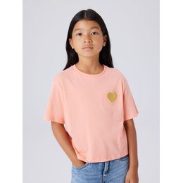 T-Shirt name it "NKFBEATRICE SS NREG SH TOP BOX PS NOOS", Jungen, Gr. 116, desert flower, Jersey, Obermaterial: 100% Baumwolle, bestickt, unifarben, taillenbedeckt, Rundhals, Shirts T-Shirt