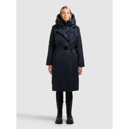 Trenchcoat Khujo "LEXY", Damen, Gr. XL, port blau, 100% Polyamid, unifarben, Raglanärmel Rippbündchen mit Windstopper, Mäntel
