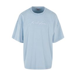 T-Shirt Karl Kani "Karl Kani KM242-048-3 Autograph Washed Boxy Tee", Damen, Gr. L, lightblau, 100% Baumwolle, bedruckt, oversize, Rundhals, Shirts T-Shirt