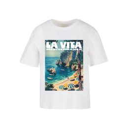 MISS TEE Damen T-Shirt "Miss Tee Vita Mediterranea Tee"wei&szlig;, Gr. S, bedruckt, 100% Baumwolle, Shirts