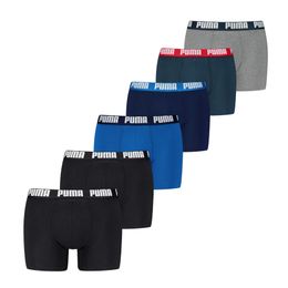 Boxershorts Puma "Puma MEN EVERYDAY BOXER 6P ECOM", Damen, Gr. L, blau (blau, schwarz), Single Jersey, Obermaterial: 95% Baumwolle, 5% Elasthan, unifarben, eng, Unterhosen, Elastischer Logobund, Stretchmaterial, ohne Eingriff