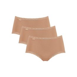 Midislip Sloggi "24/7 Cotton Lace", Damen, Gr. 50, braun (brush), Obermaterial: 96% Baumwolle, 4% Elasthan, unifarben, k&ouml;rpernah, Unterhosen, mit zarter Spitze, Baumwollmischung. blickdicht, h&uuml;ftiger Schnitt