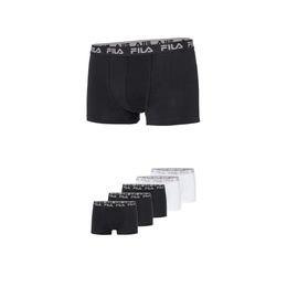 Boxer Fila "MAN BOXER SHORTS", Herren, Gr. M, 3x schwarz, 2x weiß, Obermaterial: 95% Baumwolle, 5% Elasthan, körpernah, Unterhosen