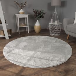Fellteppich Paco Home "Kunstfell Soft 380", grau, H:14mm &Oslash;:80cm, Polyester, Teppiche, Fellteppich, Langflor, Kuschelteppich - besonders weich, Uni-Farben