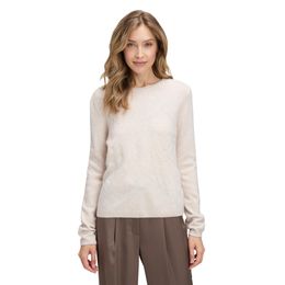 Strickpullover Betty Barclay "Damen mit Applikation", Damen, Gr. 42, beige (light beige melange), Strick, Obermaterial: 33% Baumwolle, 26% Polyacryl, 23% Polyamid, 10% Viskose, 5% Wolle, 3% Elasthan, festlich, figurumspielend normal, Rundhals, Pullover Strickpullover
