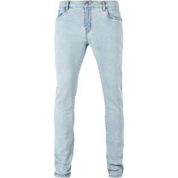 Bequeme Jeans Urban Classics "Urban Classics Herren Slim Fit Zip Jeans", Herren, Gr. 32/32, L&auml;nge 32, ighter washed, 98% Baumwolle, 2% Elasthan, unifarben, Jeans