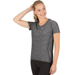 T-Shirt TRIGEMA "TRIGEMA Sportshirt in Melange-Optik", Damen, Gr. L, bunt (schwarz, bunt), 90% Polyester, 10% Elasthan, Shirts T-Shirt