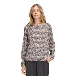 Schlupfbluse Betty Barclay "Damen langarm", Damen, Gr. 44, beige (grau, beige), Obermaterial: 100% Viskose, loose fit normal, Rundhals, Blusen Schlupfbluse