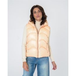 Steppweste FRESHLIONS "Laura", Damen, Gr. S, braun (beige), 100% Polyester, lang, Westen Steppweste, mit gro&szlig;er, gem&uuml;tlicher Kapuze