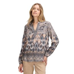 Longbluse Betty Barclay "Damen mit Stehkragen", Damen, Gr. 38, beige (grau, beige), Obermaterial: 100% Viskose, figurumspielend normal, Rundhals, Blusen Longbluse