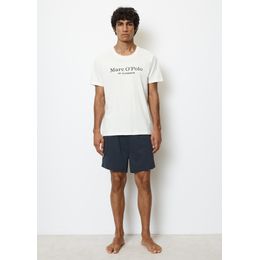 Marc O'Polo Shorty MARC O'POLO, Herren, Gr. L, wei&szlig;, Jersey, Obermaterial: 100% Baumwolle, bequem kurz, Rundhals, Homewear-Sets Shorty, Kurzarm, Shorts, Rundhalsausschnitt, Baumwolle