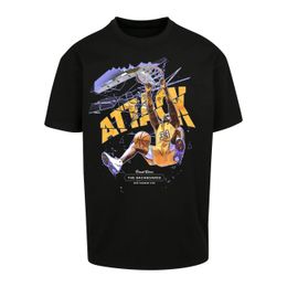 T-Shirt MisterTee "MisterTee Unisex Attack Player Oversize Tee", Damen, Gr. M, schwarz, 100% Baumwolle, bedruckt, oversize, Rundhals, Shirts T-Shirt