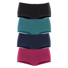 Hipster s.Oliver, Damen, Gr. 32/34, bunt (petrol, navy, rosa, schwarz), Jersey, Obermaterial: 95% Baumwolle, 5% Elasthan, bedruckt, körpernah, Unterhosen, aus elastischer Baumwolle