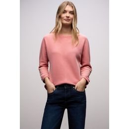 Strickpullover Street One, Damen, Gr. 36, striking coral, Strick, Obermaterial: 52% Polyester, 32% Baumwolle, 13% Viskose, 3% Elasthan, gemustert, l&auml;ssig geschnitten h&uuml;ftbedeckend, U-Boot-Ausschnitt, B&uuml;ndchen, Pullover Strickpullover