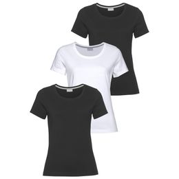 T-Shirt Eastwind, Damen, Gr. 32/34, schwarz-weiß (schwarz, schwarz, weiß), Obermaterial: 100% Baumwolle, clean, unifarben, Basic, figurumspielend hüftlang, Shirts T-Shirt, Kurzarm, hüftlang, für die Freizeit, aus Baumwolle