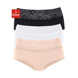 Panty Vivance, Damen, Gr. 32/34, beige (beige, schwarz, wei&szlig;), Single Jersey, Obermaterial: 95% Baumwolle, 5% Elasthan. Spitze: 93% Polyamid, 7% Elasthan (LYCRA), unifarben, k&ouml;rpernah, Unterhosen Panty, aus elastischer Baumwolle mit floraler Spitze