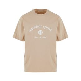 T-Shirt ANOTHER COTTON LAB "Another Cotton Lab Another Sport Oversized T-Shirt", Damen, Gr. L, beige, 100% Baumwolle, bedruckt, oversize, Rundhals, Shirts T-Shirt