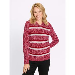 Strickpullover "Ringel-Pullover", Damen, Gr. 42, rot, wei&szlig;, gemustert, 100% Polyacryl, gemustert, gestreift, Pullover Strickpullover