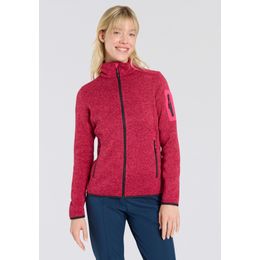 Strickfleecejacke CMP "KNITTED MELANGE FLEECE WOMAN JACKET", Damen, Gr. 44, carminio, dar, Strick, Obermaterial: 100% Polyester, normal, eingefasste Kante, Jacken, W&auml;rmeisolierend & Schnell trocknend & Atmungsaktiv
