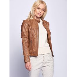 Lederjacke Maze "Marcie", Damen, Gr. L, braun (cognac), Obermaterial: 100% Lammleder; Futter: 100% Polyester, Jacken
