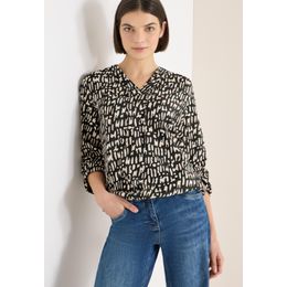 Langarmbluse Cecil, Damen, Gr. L (42), raw khaki, Web, Obermaterial: 100% Viskose, gemustert, h&uuml;ftbedeckend, V-Ausschnitt, elastischer Bund mit Gummizug, Blusen