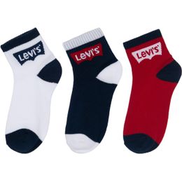 Socken LEVI'S KIDS "BATWING MID CUT3PK", Damen, Gr. 10 (37,5/40), blau (marineblaus), Elasthan, Polyester, Socken Socken, im 3er-Pack