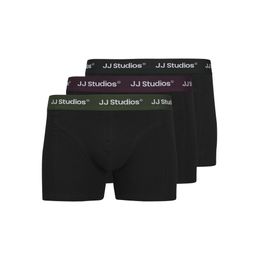 Jack & Jones Trunk JACK & JONES JUNIOR "JACSOHO SOLID TRUNKS 3 PACK JNR SN", Jungen, Gr. 128, 3 Stk., schwarz pack:wb duffel bag, wb plum perfect, Jersey, Obermaterial: 95% Baumwolle, 5% Elasthan, unifarben, bequem, Unterhosen