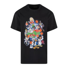 T-Shirt "Upscale by Mister Tee Herren Space Jam Teamwork Oversize Tee", Damen, Gr. S, schwarz, 100% Baumwolle, UPSCALE BY MISTER TEE, bedruckt, oversize, Rundhals, Shirts T-Shirt