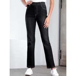 High-waist-Jeans Classic Basics, Damen, Gr. 27, Kurzgr&ouml;&szlig;en, schwarz (schwarz, denim), 81% Baumwolle, 17% Polyester, 2% Elasthan, unifarben, lang, Jeans High-Waist-Jeans