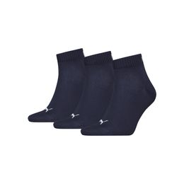 Kurzsocken Puma "Puma UNISEX QUARTER PLAIN 3P", Herren, Gr. 47-49, blau (navy), Baumwollmischung, elastisch, Socken, Atmungsaktiv, Rippenbündchen, weiche Baumwollmischung