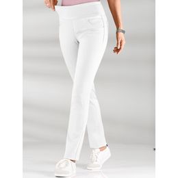 Schlupfhose Casual Looks, Damen, Gr. 42, Normalgrößen, weiß, 65% Baumwolle, 33% Polyester, 2% Elasthan, unifarben, lang, Hosen Schlupfhose