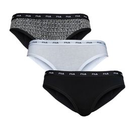 Slip Fila "WOMAN BRIEF", Damen, Gr. S, schwarz-weiß (schwarz, weiß), Obermaterial: 95% Baumwolle, 5% Elasthan, gemustert, unifarben, figurbetont, Unterhosen Slip, mit Logobund