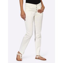 5-Pocket-Jeans Casual Looks, Damen, Gr. 38, Normalgr&ouml;&szlig;en, beige (ecru), 97% Baumwolle, 3% Elasthan, unifarben, lang, Jeans 5-Pocket-Jeans