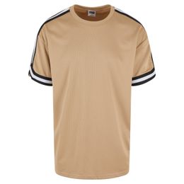 Urban Classics Damen T-Shirt "Urban Classics Herren Oversized Stripes Mesh Tee"unionbeige, Gr. M, gestreift, 100% Polyester, Shirts