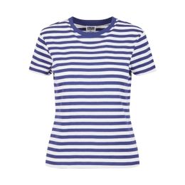 T-Shirt Urban Classics "Urban Classics Damen Ladies Regular Striped Tee", Damen, Gr. 3XL, wei&szlig;, city rot, 100% Baumwolle, gestreift, loose fit, Rundhals, Shirts T-Shirt