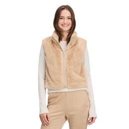 Pl&uuml;schweste Betty Barclay "Damen mit Rei&szlig;verschluss", Damen, Gr. 46, beige, Obermaterial: 100% Polyester; Besatz: 95% Polyester, 5% Elasthan; Futter: 55% Viskose, 45% Polyester, gerade h&uuml;ftlang, Westen