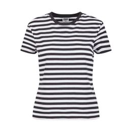 T-Shirt Urban Classics "Urban Classics Damen Ladies Regular Striped Tee", Damen, Gr. 3XL, wei&szlig;, schwarz, 100% Baumwolle, gestreift, loose fit, Rundhals, Shirts T-Shirt