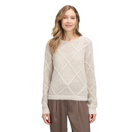 Strickpullover Betty Barclay "Damen mit Effektgarn", Damen, Gr. 40, beige, Strick, Obermaterial: 38% Baumwolle, 38% Polyacryl, 24% Polyamid, gerade normal, Rundhals, Pullover Strickpullover