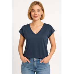 V-Shirt Only "ONLFREE S/S MOD.V-NECK TOP JRS NOOS", Damen, Gr. S, blau (ombre blau), Jersey, Obermaterial: 70% Modal, 30% Polyester, unifarben, regular fit normal, V-Ausschnitt, Shirts