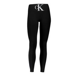 Leggings Calvin Klein Jeans "CKJ WOMEN LEGGING 1P HIGH-WAIST MONOGRAM", Damen, Gr. L, N-Gr, schwarz, Web, Obermaterial: 90% Polyamid, 9% Elasthan, 1% Polyester, sehr figurbetont lang, Hosen Leggings, Komfortabler Bund
