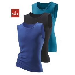 H.I.S. Muscleshirt H.I.S, Damen, Gr. 3, bunt (royalblau, schwarz, petrol), Feinripp, Obermaterial: 100% Baumwolle, unifarben, Basic, figurbetont normal, Rundhals, eingefasste Kante, Shirts, aus weicher Feinripp-Qualit&auml;t