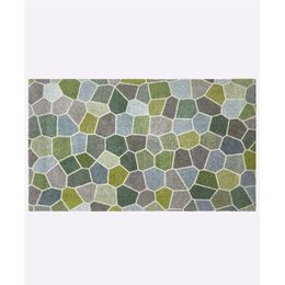 Fu&szlig;matte Gr. 1, gr&uuml;n, grau, B:50cm H:7mm L:70cm, Kunstfaser, Polyamid, Teppiche, Fu&szlig;matte