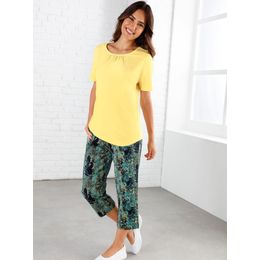 Schlupfhose, Damen, Gr. 52, Normalgr&ouml;&szlig;en, bunt (marine, salbei, bedruckt), 100% Baumwolle, gemustert, mehrfarbig, 7/8-L&auml;nge, Hosen Schlupfhose