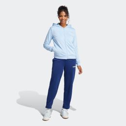 Trainingsanzug adidas Sportswear "W LINEAR TS", Damen, Gr. S, blau (glow blau), Obermaterial: 100% Polyester, Sportanz&uuml;ge Trainingsanzug, Trainingsjacke mit Kapuze, Tracksuit
