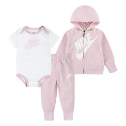 Neugeborenen-Geschenkset Nike Sportswear "NKN SUSTAINABLE 3PC FZ SET", Jungen, Gr. 62 (3), rosa, Sweatware, Obermaterial: 100% Polyester, unifarben mit Farbeinsatz, KOB Set-Artikel, f&uuml;r Babys